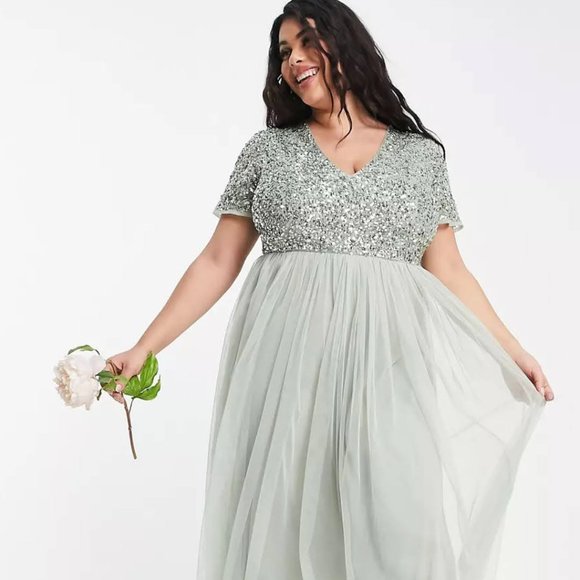 ASOS Curve | Dresses | Sage Green Size 24 Plus Size Special Occassion ...